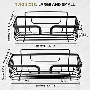YOHOM Shower Caddy Organizer with 2 Hooks Strong Adhesive Shower Shelf for inside Shower No Drilling Rustproof Stainless Steel Bathroom Caddy Basket Shampoo Holder Storage Black 2pcs