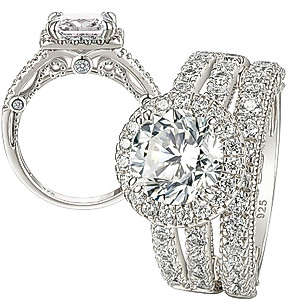 Wuziwen 4Ct Wedding Rings Engagement Ring Set for Women Cubic Zirconia 925 Sterling Silver Size 7