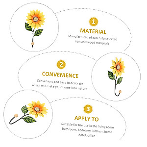 Yardenfun Small Daisy Wall Hanging Country Decor Sunflower Wall Hanger Wall Mounted Coat Rack Iron Art Sunflower Hanger Jacket Hanger Stand Towel Hanger Hook Crafts Wrought Iron Heavy Office