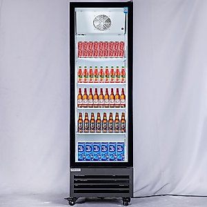 Commercial Beverage Refrigerator Display Fridge,9 Cu Ft Small Slims Single Glass Door Merchandiser Drink Cooler with LED Light Adjustable Shelves,ETL and NSF Approval