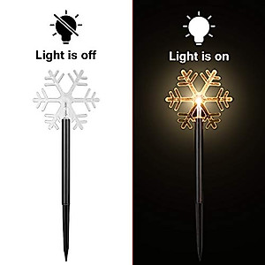Uonlytech 5 Pack Christmas Snowflake Garden Lights Snowflake Stake Lights Battery Operated Snowflake Lights Outdoor Waterproof Christmas Decorative Ground Lights for Patio Walkway Yard Lawn