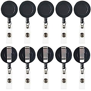 JANYUN 35 Pcs Black Retractable Badge Reels Holders Reels Clip for ID Badge Holders for School Office Supplies