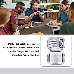 khanka Hard Case Replacement for Anker 45W Wall Charger 5,000mAh 20W Portable Charger, 521 Power Bank (PowerCore Fusion), Case Only (White)