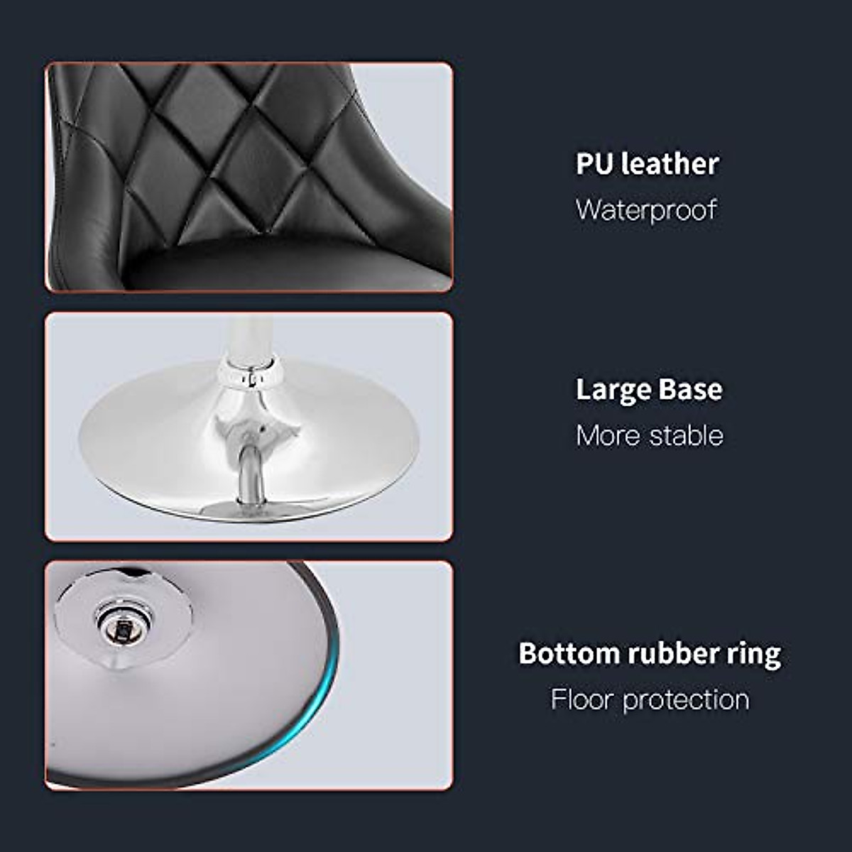 FDW Bar Stools Set of 2 Barstools Swivel Stool Height Adjustable Bar Chairs with Back PU Leather Swivel Bar Stool Kitchen Counter Stools Dining Chairs