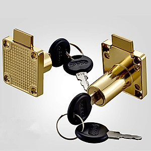 Cabinet Drawer Lock,Mailbox Lock, Model CT-138-22,for Fixing Important Documents and Drawers ((Hole Diameter 0.75inch/19MM), Suitable for Door Panels with A Thickness of 17 mm-22 mm. 2 PCS 【Golden】