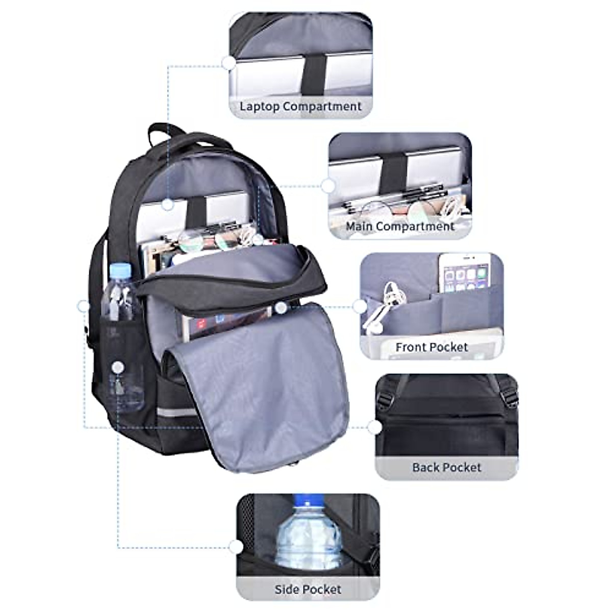 Fanwoli Business College School Backpack Fits 15.6 Inch Laptop,Durable Basketball Backpacks,Travel Laptop Backpack with USB