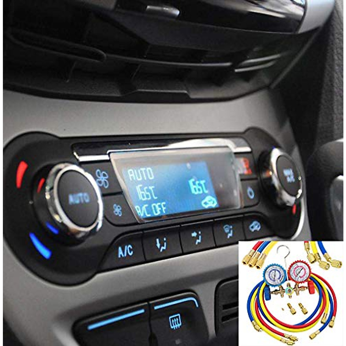 Refrigerant Charging Hoses with Diagnostic Manifold Gauge Set for R410A R22 R404 Refrigerant charging,1/4" Thread Hose Set 60" Red/Yellow/Blue (3pcs) with 2 Quick Coupler