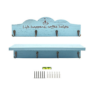 Ismosm Coffee Cup Holder 2 Pcs Kitchen Wall Decor Coffee Mug Holder with 8 Sturdy Hooks Mug Rack for Farmhouse Kitchen Decorations, Coffee Station, Office Decor, Mug Organizer, Mug Display (Brown)