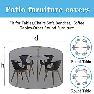 QIAOH Round Patio Table Covers 56x30in, Patio Furniture Set Covers 420d Outdoor Furniture Covers Waterproof Garden Table Chairs Set Covers Heavy Duty Cover Uv Resistant Dustproof