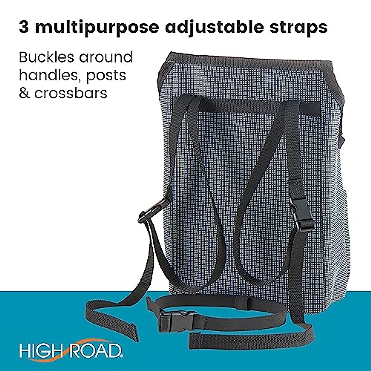High Road Mobility Scooter Organizer, Compact Walker Bag and Wheelchair Side Bag with Easy Access Pockets for Adult Daily Living Needs (Gray Check)