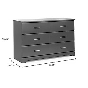Storkcraft Brookside 6 Drawer Chest with Changing Topper and Change Pad - Gray