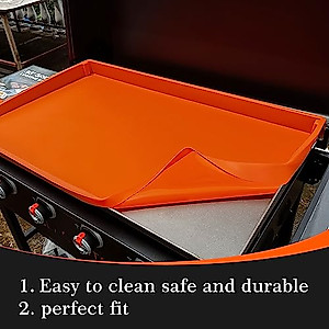 28" Griddle Mat Silicone For Blackstone, Top Choice For Blackstone Griddle Accessories,Food Grade Silicone Grill Mat,Silicone Griddle Cover Perfect Cover Grill From Damage,Insects, Rust,（Orange）