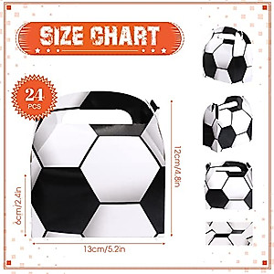 Nezyo 24 Pack Sports Themed Birthday Party Supplies Football Treat Boxes Soccer Party Favors Sports Candy Bags Baseball Basketball Gift Boxes with Handle for Baby Shower Party Supplies Decorations