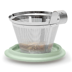 Tea Forte Jubilee KATI Steeping Cup, Ceramic Tea Infuser Cup with Lid & Stainless Steel Loose Leaf Tea Infuser