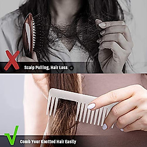 Large Hair Detangling Comb, Wide Tooth for Curly, Wet Dry Hair, No Handle Comb Styling Shampoo Comb (White, Cyan)
