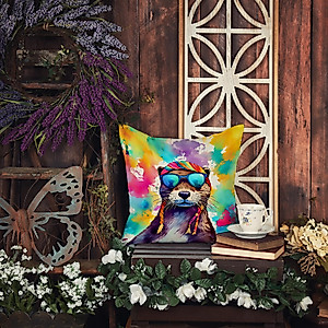 Caroline's Treasures DAC4013PW1414 Hippie Animal Otter Throw Pillow Machine Washable, Indoor Outdoor Decorative Pillow for Couch, Bed or Patio, 14Hx14W