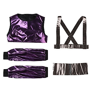 Quenny Halloween Lady Ariana Grande Cosplay Costumes,Masquerade Party Purple Stage Show Dresses,Game Anime Dress Up Costumes.(Purple,X-Large)