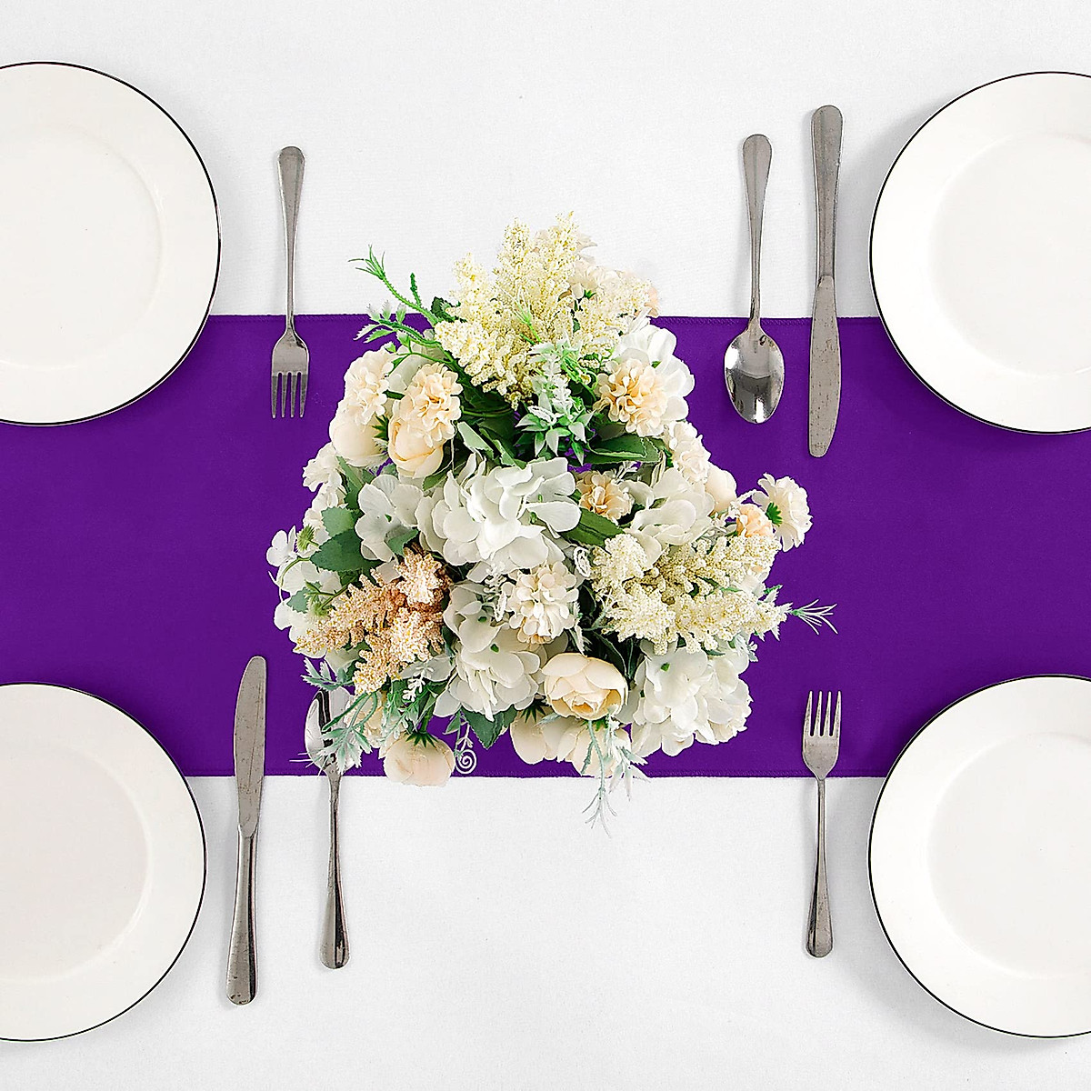 BEDDEB 12-Pack Purple Satin Table Runner 12 x 108 Inch Long Table Runner for Wedding, Purple Birthday Party Decorations, Premium Table Runners for Banquets, Graduations, Engagements