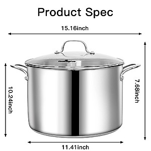 Flamingpan 12QT Heavy Duty Stainless Steel Stock Pot - Perfect Pot for Soups, Stews, Big Pot for Large Batch Cooking - Durable, Rust-Resistant & Non-Discoloring Stock Pot, Easy to Clean