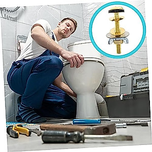 Housoutil 4 Pcs Toilet Tank Bolts Toilet Screws Metal Screws Toilet Bolts Toilet Fixing Bolt Toilet Bolts Metal Toilet Washers Bolts Toilet Cover Bolts Universal Toilet Seat Bolts Nut Golden