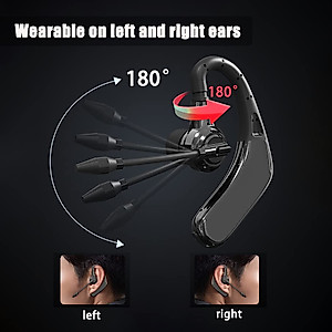 Mosonnytee Bluetooth earpiece Bluetooth Headset Noise Cancelling Headphone with Microphone Trucker Bluetooth Headset Single Ear Hands-Free Headphones with Replaceable Batteries