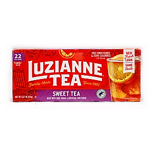 Luzianne Sweet Tea, 3-4.27 Oz Boxes, 66 Family Size Tea Bags (22 bags per box), Pre-Sweetened and Zero Calories- 3 Pack Bundled with a JFS Recipe Card