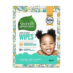 Seventh Generation Baby Wipes with Snap Seal Sensitive Protection Diaper Wipes 504 Count