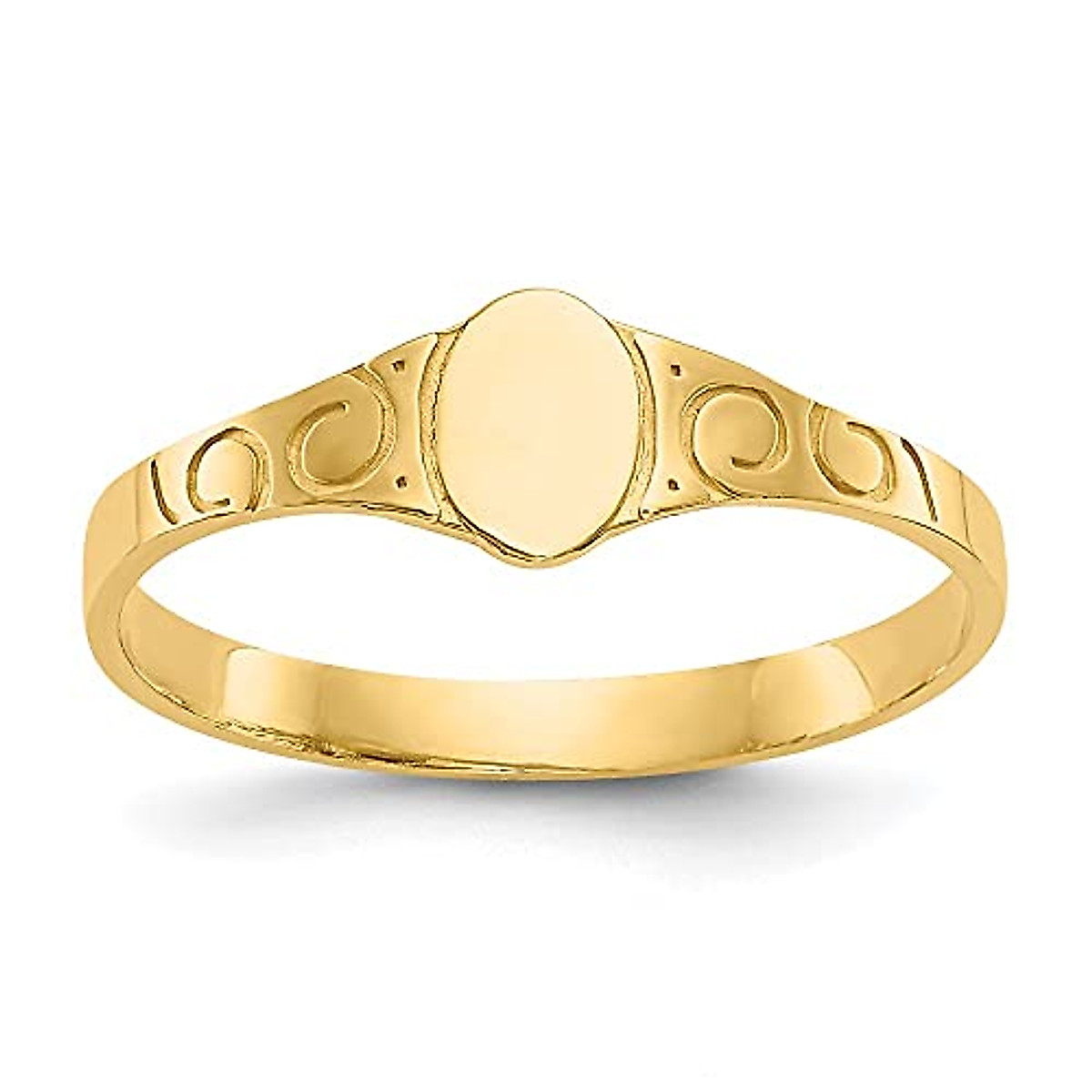 IceCarats 14K Yellow Gold Oval Custom Engraved Signet Ring Handmade Personalized Monogram Initial Letter Band Size 3