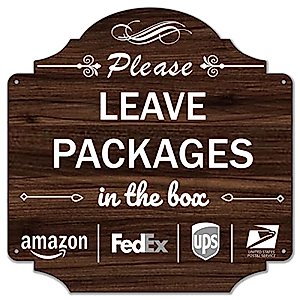Please Leave Packages In The Box Signs 12 x 12 Inches Package Delivery Sign Metal Reflective Sturdy Rust Aluminum Waterproof Durable Ink Easy to Install Outdoor