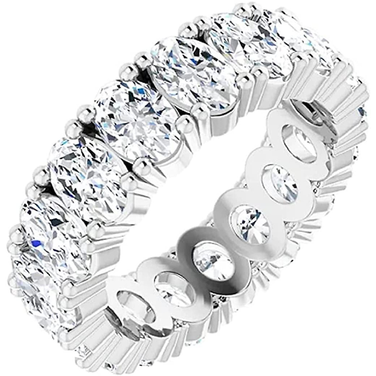 Moissanite World Touch of Paradise Bold Eternity Wedding Band, Oval Cut 17 Carat, VVS1 Clarity, Colorless Moissanite, 925 Sterling Silver, Engagement Ring, Wedding Gift, Perfact for Gift (10.5)