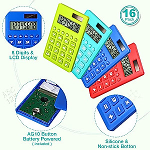 48 Pcs Pocket Calculator Small Basic Standard Battery Powered Calculator Mini Colored 8 Digit Handheld 4 Function Calculator for Students Kids School Teacher Desktop Home Office, 3 Designs