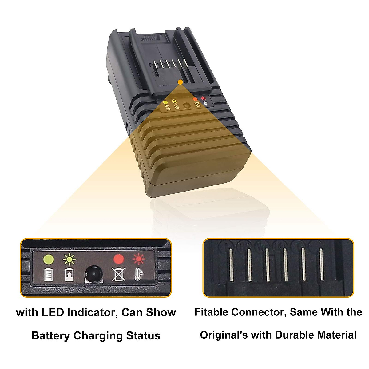 WA3868 18V/20V Quick Charger Compatible with Worx 20V Lithium Battery WA3525 WA3520 WA3578 WA3575 WA3512 Replacement for Worx WA3742 WA3732 WA3875 WA3847 WA3881 Charger