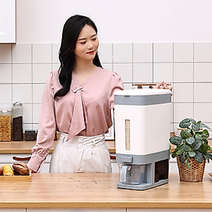 MATCHAIDEN7 26.5Lbs Airtight Rice Dispenser with Measuring Cup: Extra Large Rice Storage Container with Fresh Box and Side Storage Box, Perfect to Hold 25 Pounds of Rice