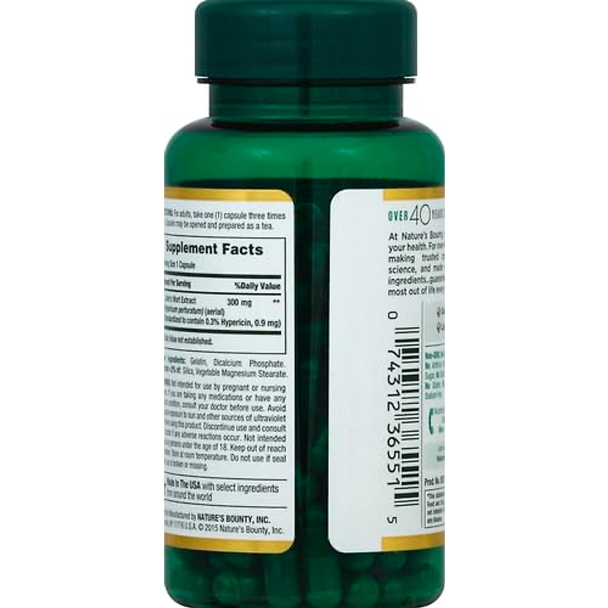 Nature's Bounty St. John’s Wort 300mg Capsules, Herbal Health Supplement, Promotes a Positive Mood, 100 Capsules