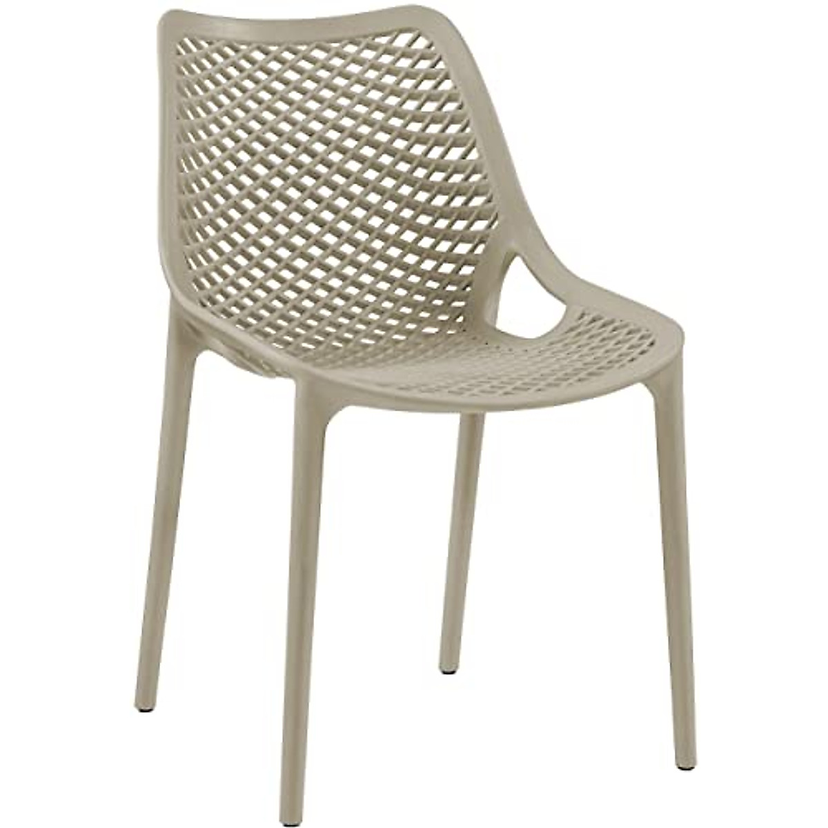 Meridian Furniture 328Taupe Mykonos Collection Modern | Contemporary Outdoor Patio Dining Chair with Taupe Polypropylene Plastic, Weather Resisting, 20" W x 24.5" D x 33" H, Taupe, Set of 4