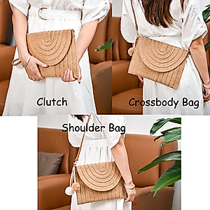 Eiyye Summer Clutch Woven Purse Beach Bag Straw Bag Crossbody Bags with Adjustable Strap Crossbody Purses for women - Vacation Essentials