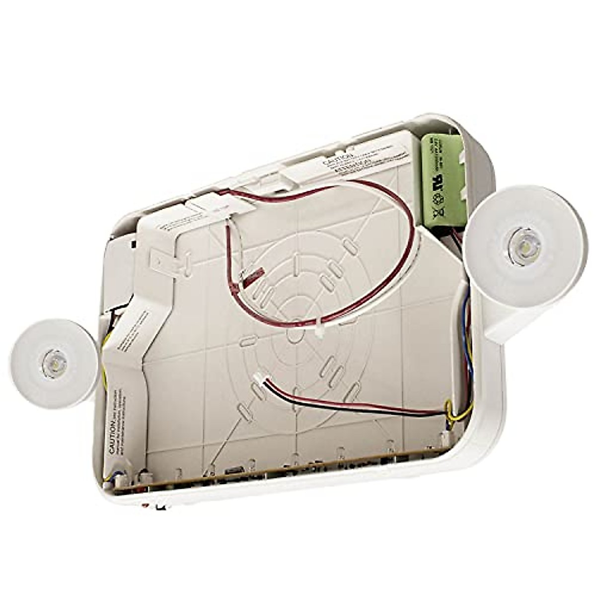 LFI Lights | Compact Combo Red Exit Sign with Emergency Lights | White Housing | All LED | Two Adjustable Round Heads | Hardwired with Battery Backup | UL Listed | (1 Pack) | COMBOJR-R