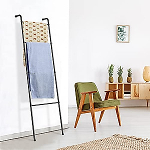 2 Pack Blanket Ladder Outdoor Towel Rack for Pool, Decorative Metal Holder for The Living Room Bathroom, Black