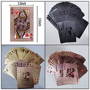 FMOACEN 4 Decks Waterproof Playing Cards Plastic Black Rose Gold Playing Card Foil Poker Cards Themed Standard Playing Card Games for Adults Family Game Party