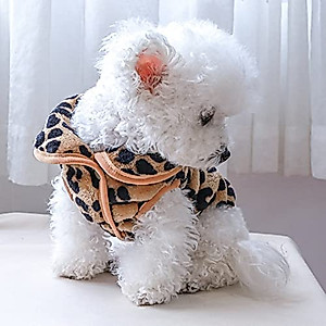 GRASARY Pet Vest Leopard Printed Dog Pajamas Doll Collar Dog Sweater Hoodie Puppy Pajama Costume Leopard XS