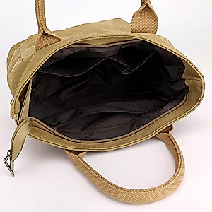 Fashion Casual Women Retro Style Solid Color Canvas Bag Simple Handbag Messenger Bag Leather Shoulder Bag (A, One Size)