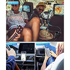 4 Multi Ports Car Charger, QC 3.0 Car Charger Adapter USB Car Charger for Smart Phone, Multi Cigarette Lighter Adapter Power Outlet Splitter Extender with 5FT Cable for Front and Back Seat Charging