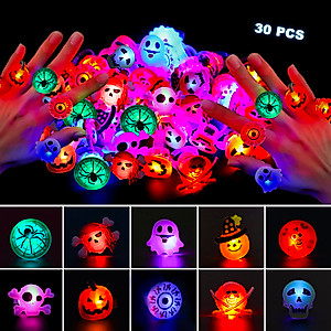 64Pcs Halloween Party Favors for Kids, Glow in The Dark Halloween Toys Bulk Light Up Rings Necklaces Bracelet Halloween Goodie Bag Fillers Stuffers Halloween Treats for Classroom Prizes Trick or Treat