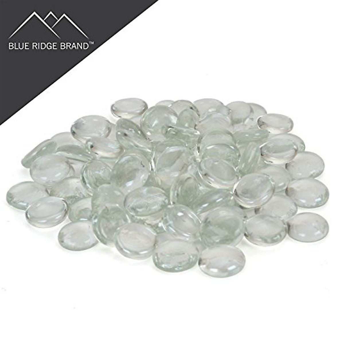Blue Ridge Brand Reflective Fire Pit Glass Beads - Professional Grade Fire Glass for Fire Pit - 3/4" Firepit Glass Rock - Glass Stones - Gas & Propane Fireplace Glass (10 Pound, Clear)