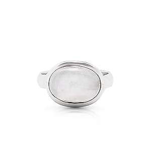 Koral Jewelry Moonstone Oval Stone Ring 925 Sterling Silver Vintage Boho Chic US Size 7 8 9 (7)