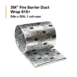 3M Fire Barrier Duct Wrap 615+, Space-Saving, Commercial Kitchen Grease and Ventilation Ducts Applications, 24 in x 25 ft, 1 Roll