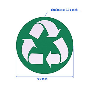 M METERXITY 3 Pack Recycle Sticker - Trash Can Labels, Strong Adhesion & Smooth Surface, Apply to Kitchen/Garden Trash Bin (5 Inch, White on Green)
