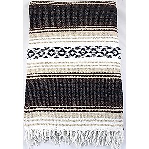 Mexican Falsa Yoga Beach Blanket Dark Brown/Tan/Black Classic Quality