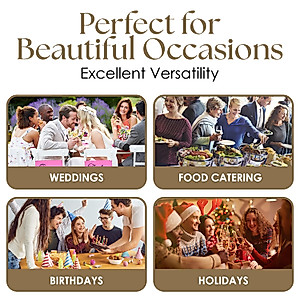 Zulzzy 350 PCS White and Gold Plastic Plates Vintage Design - Includes 50 Dinner Plates, 50 Dessert Plates, 50 Napkins, 50 Cups & Gold Silverware. Ideal for Weddings, Parties & Events.