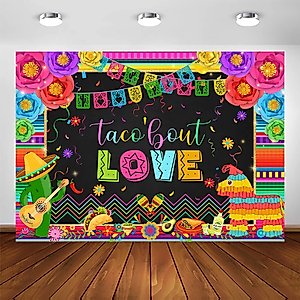 Avezano Taco Bout Love Backdrop Cactus Flower Wedding Photography Background Mexican Fiesta Themed Bridal Shower Bachelorette Party Banner Decoration Supplies (7x5ft)